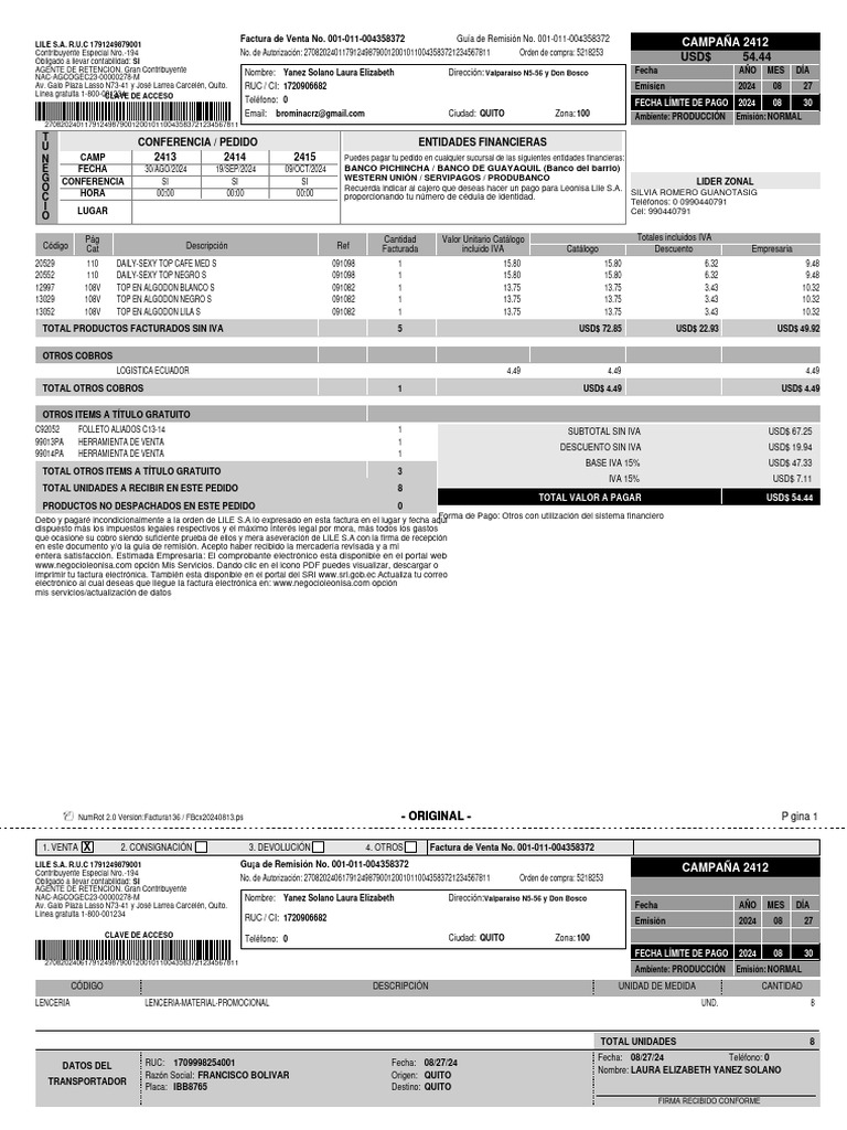 Factura Leonisa | PDF | Bancario | Economias