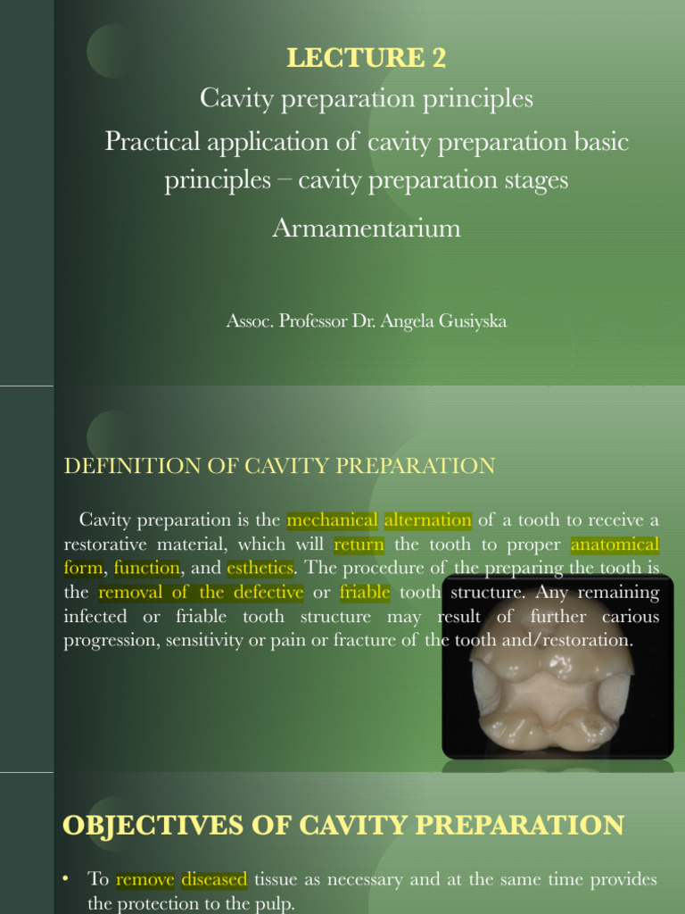 Cavity Preparation Principles | PDF | Tooth Enamel | Human Tooth