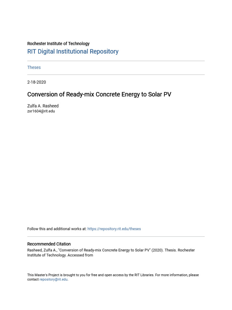 Conversion of Ready-Mix Concrete Energy To Solar PV | PDF | Concrete ...