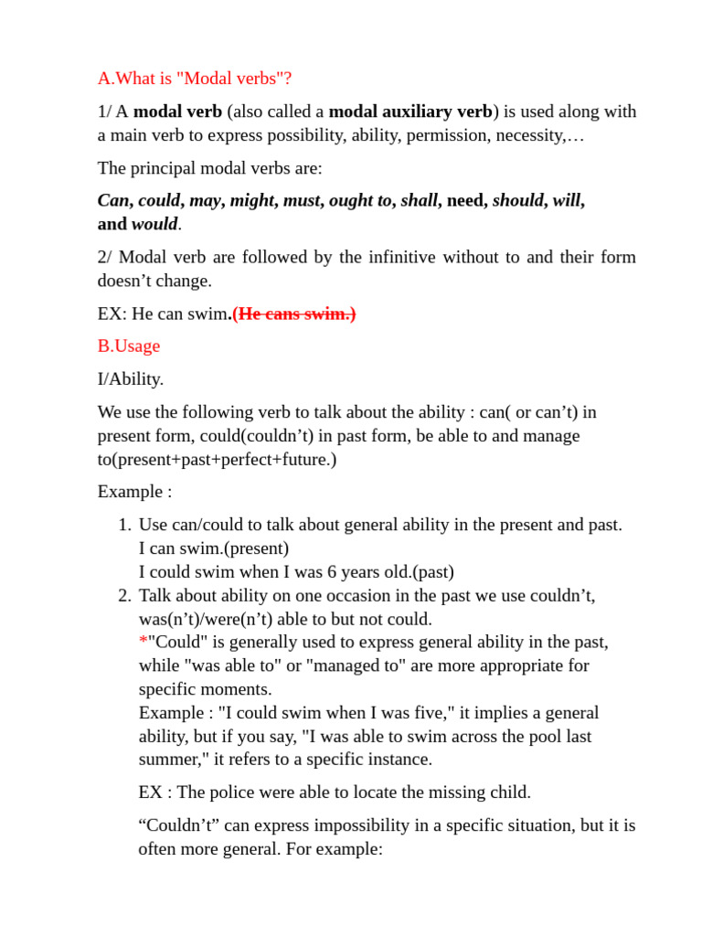 Understanding Modal Verbs and Their Uses | PDF | Morphology | Language Mechanics