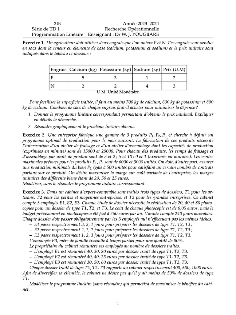 2ie Ro TD1 | PDF