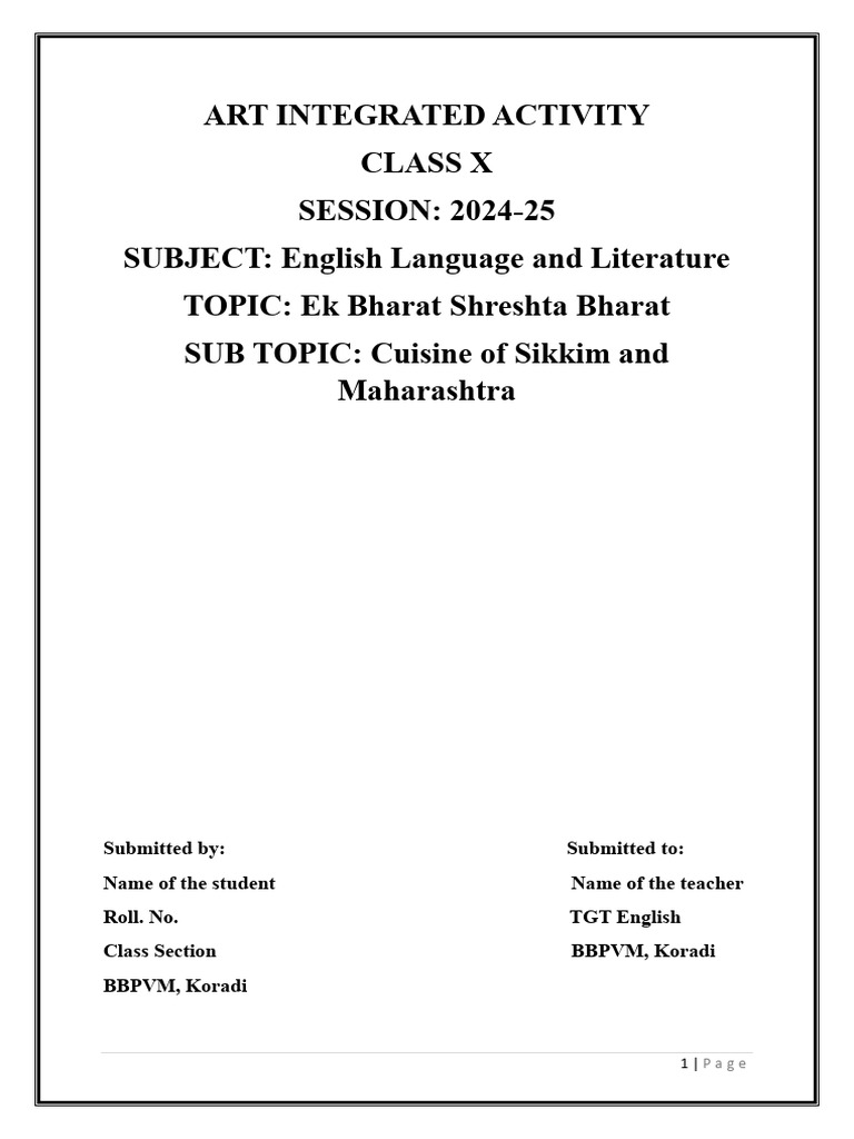 Art Integrated Activity X | PDF