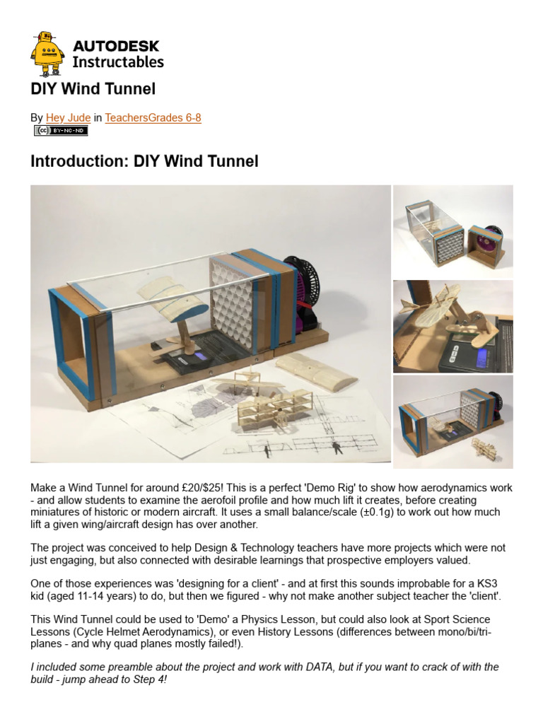 DIY Wind Tunnel - 35 Steps (With Pictures) - Instructables | PDF | Wind Tunnel