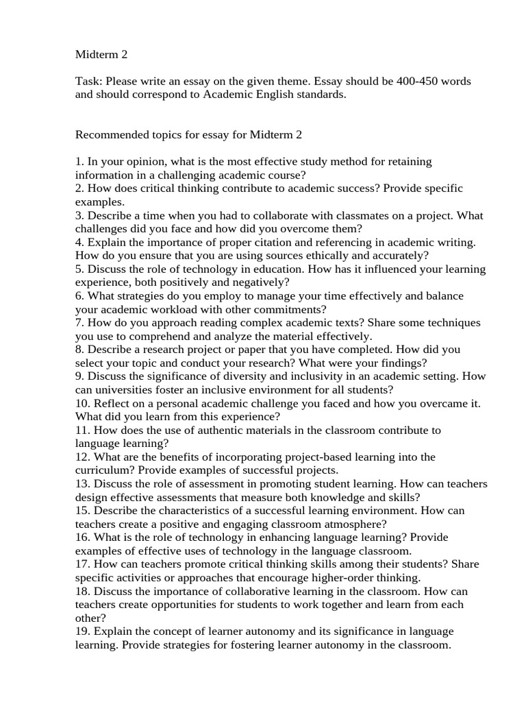 Midterm 2 Academic English | PDF | Learning | Critical Thinking