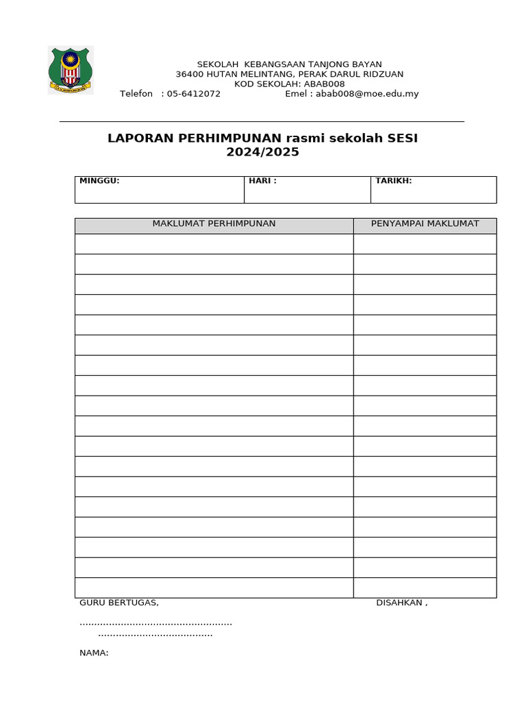 Laporan Perhimpunan Rasmi Sekolah | PDF