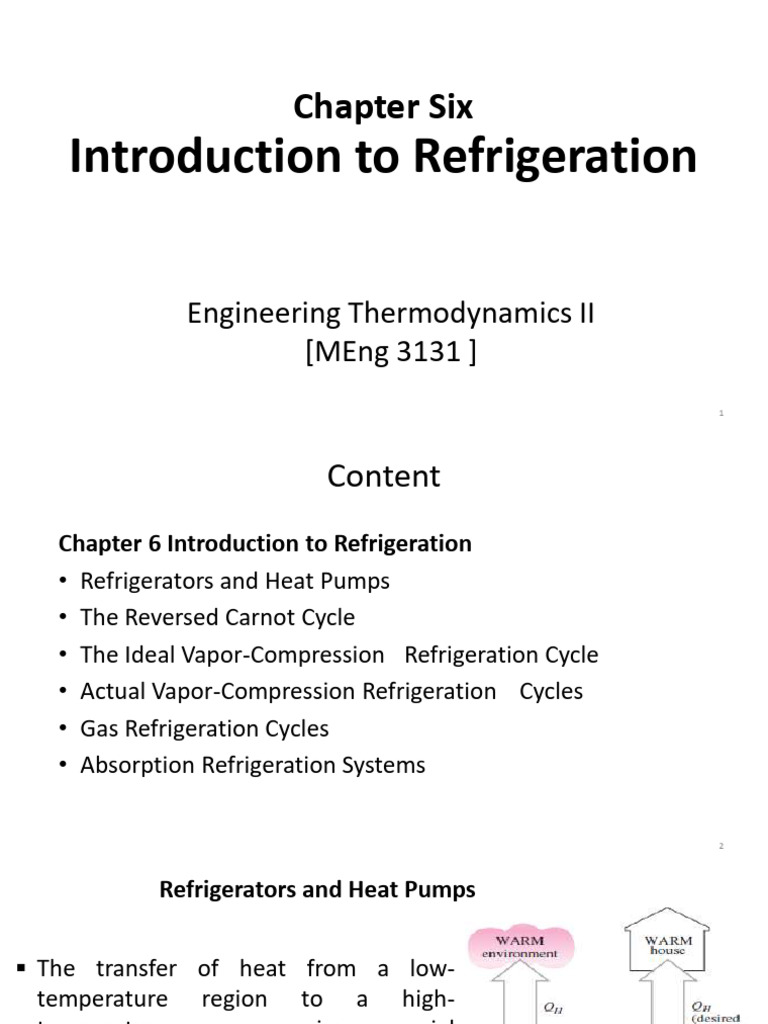 Chapter 6 Introduction To Refrigeration | PDF | Refrigeration | Home ...