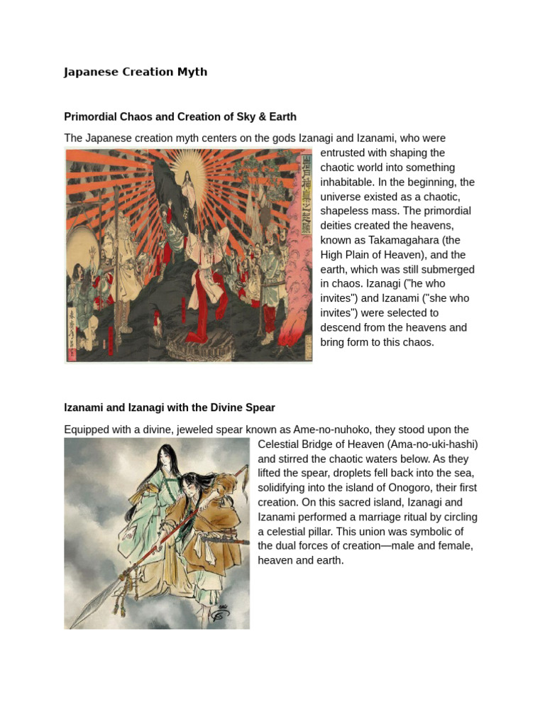 Japanese Creation Myth | PDF | Folklore | Comparative Mythology