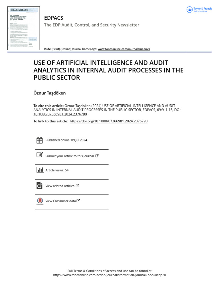 Use of Artificial Intelligence and Audit Analytics in Internal Audit Processes in The Public ...