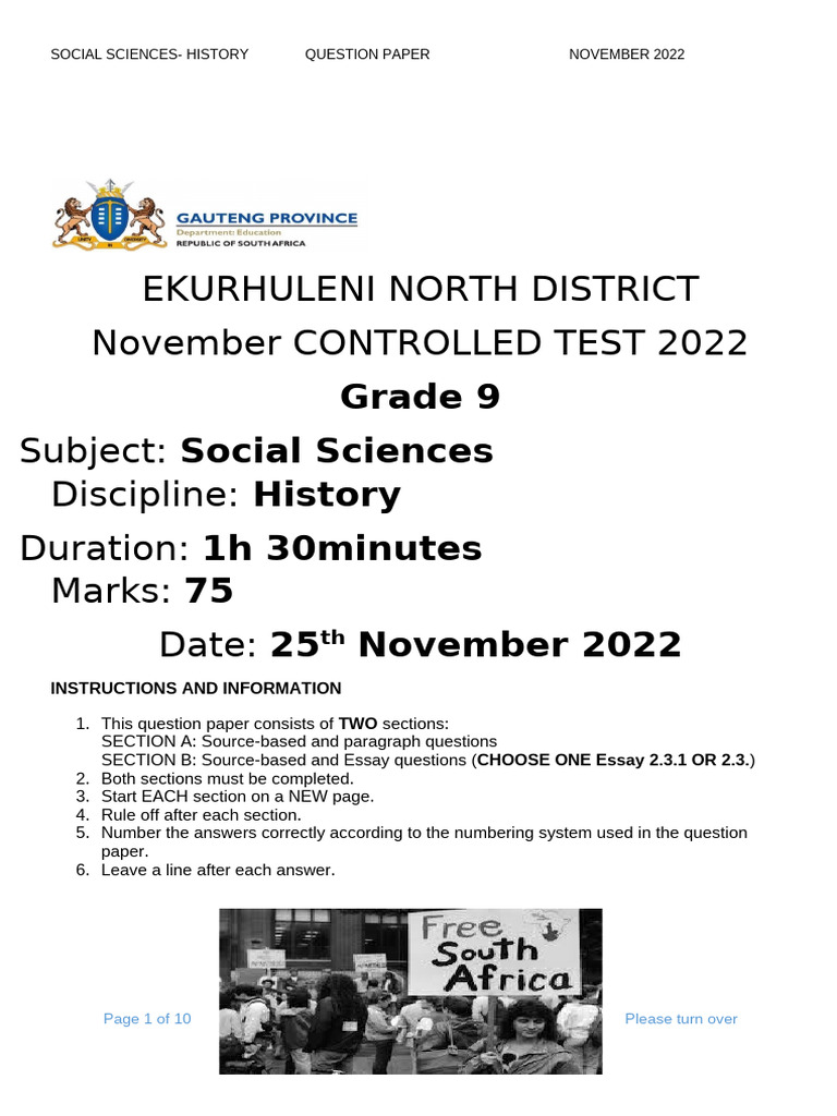 SS G9 HISTORY NOV 2022 | PDF | Apartheid