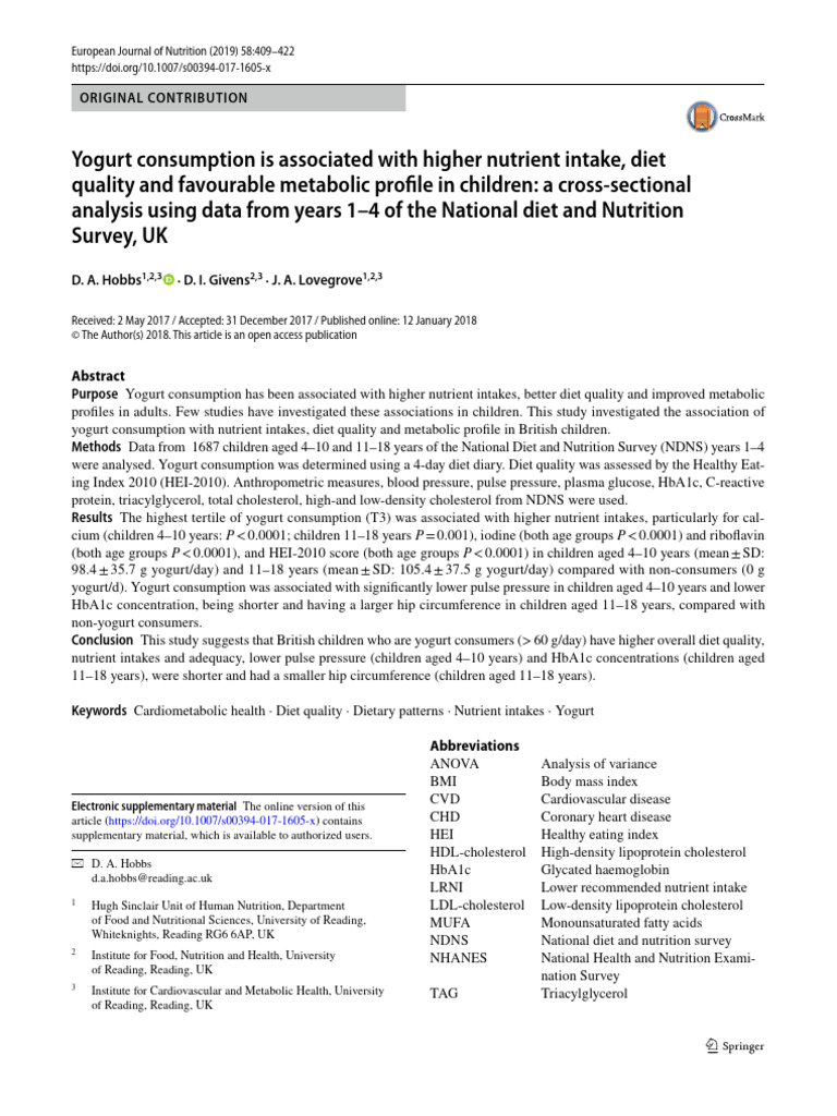 D. A. Hobbs D. I. Givens J. A. Lovegrove: Original Contribution | PDF ...