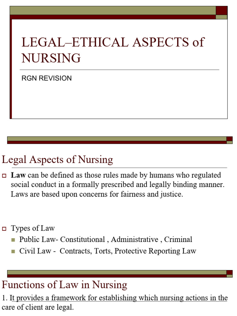 Legal and Ethical Issues in Nursing | PDF | Tort | Negligence