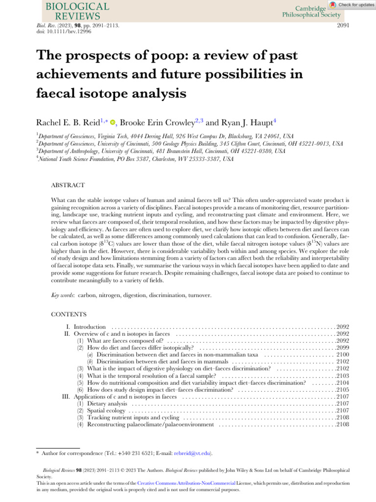 Biological Reviews - 2023 - Reid - The Prospects of Poop A Review of Past Achievements and ...
