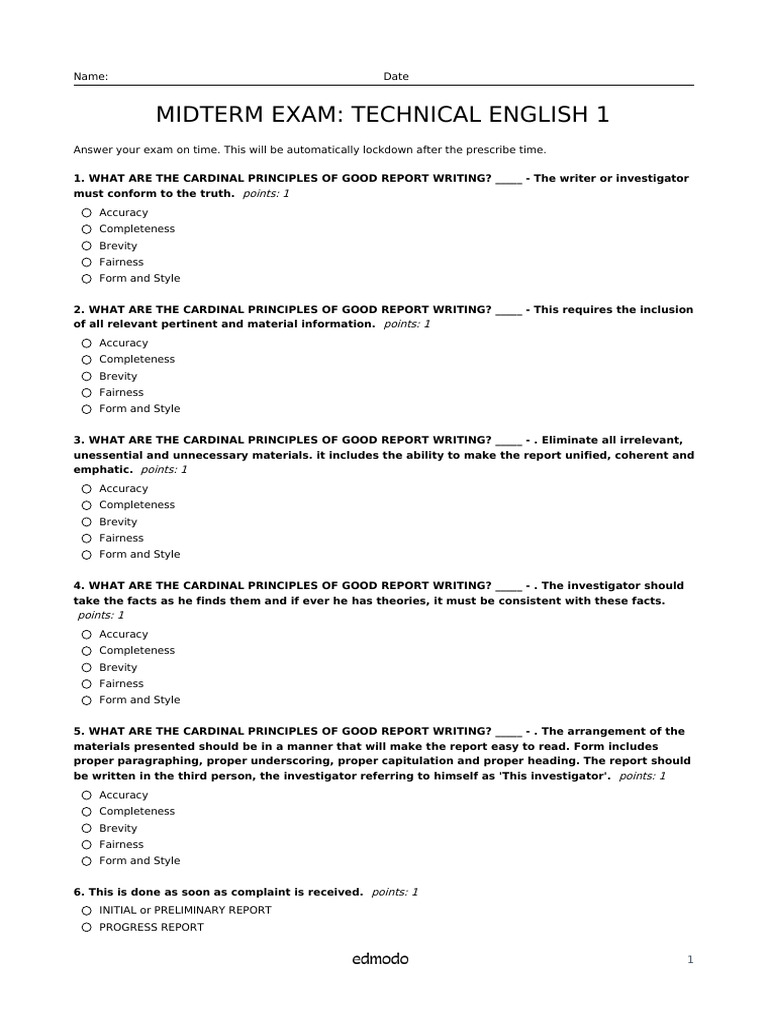 Midterm Exam - Technical English 1 | PDF | Police | Common Law
