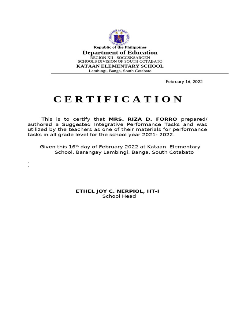 Certificate of Utilization | PDF