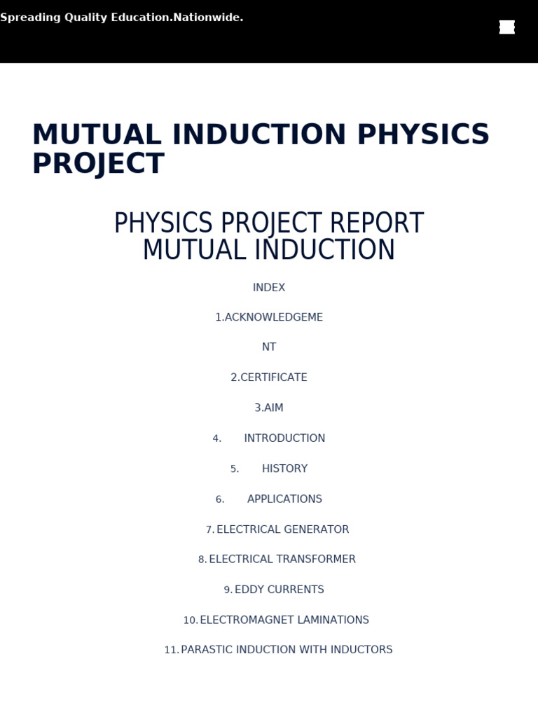 Engineergurukul Com Mutual-Induction-physics-project | PDF | Electromagnetic Induction ...