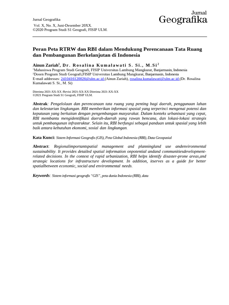 Peran Peta RTRW Dan RBI Dalam Mendukung Perencanaan Tata Ruang Dan ...