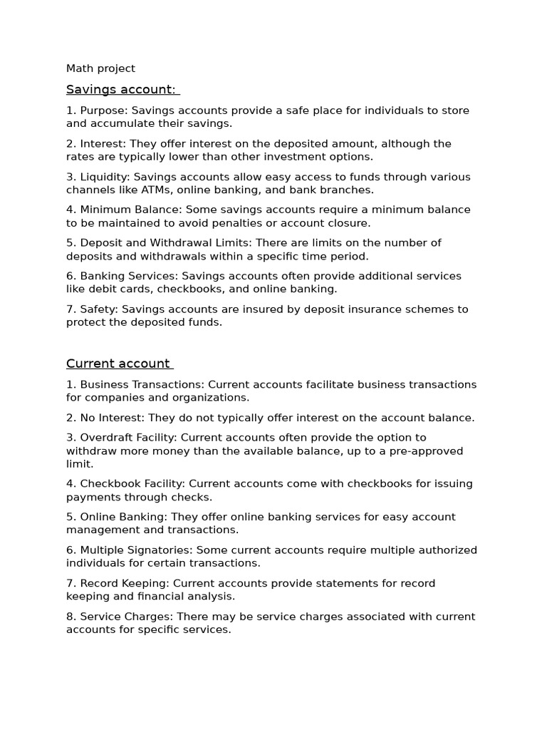 Different Bank Accounts and Their Descriptions | PDF | Transaction ...