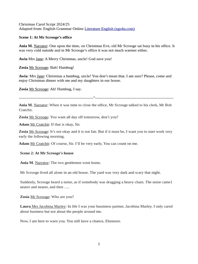 Christmas Carol Script | PDF | Ebenezer Scrooge | A Christmas Carol Christmas Carol Script | PDF | Ebenezer Scrooge | A Christmas Carol