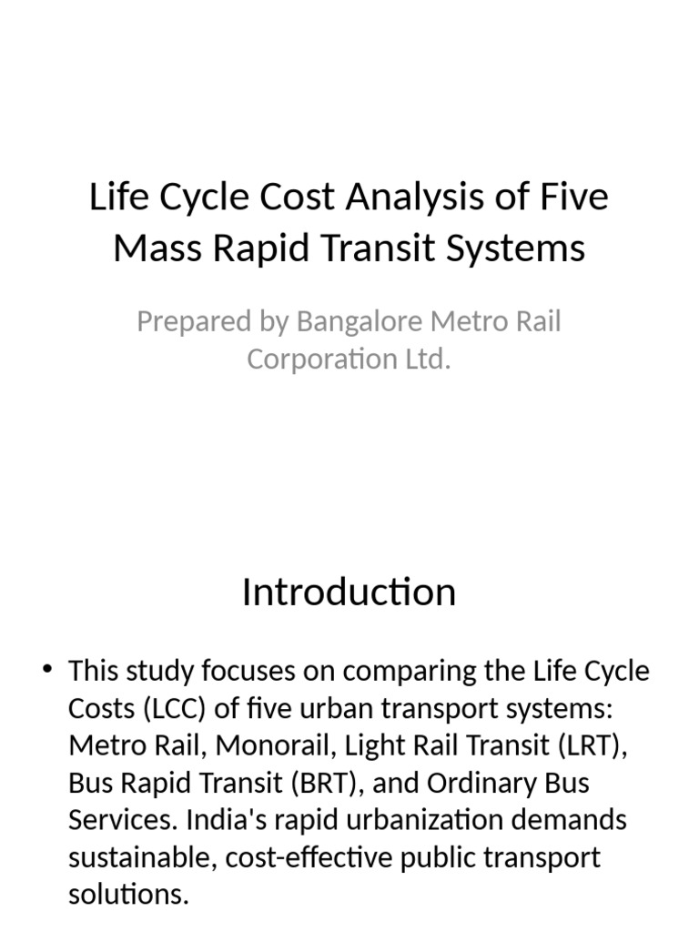Life Cycle Cost Analysis of Transit Systems | PDF