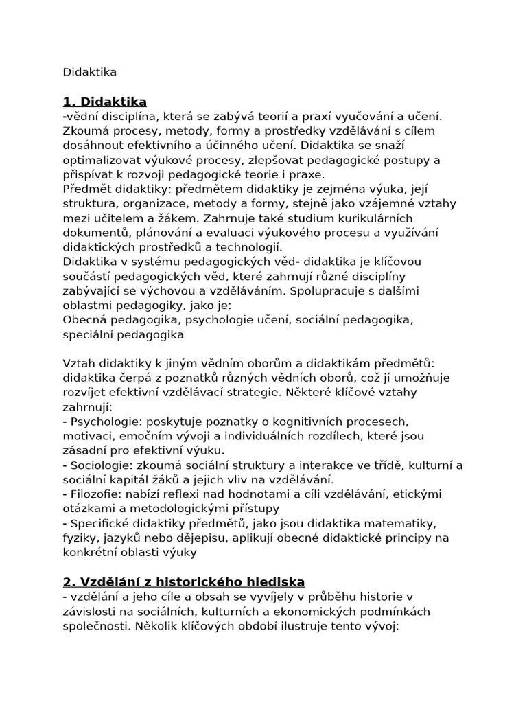 Didaktika Primárního Vzdělávání | PDF