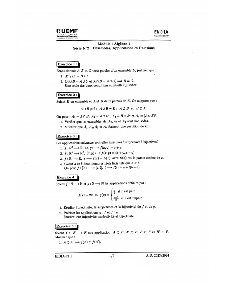 Série 2 Algèbre | PDF