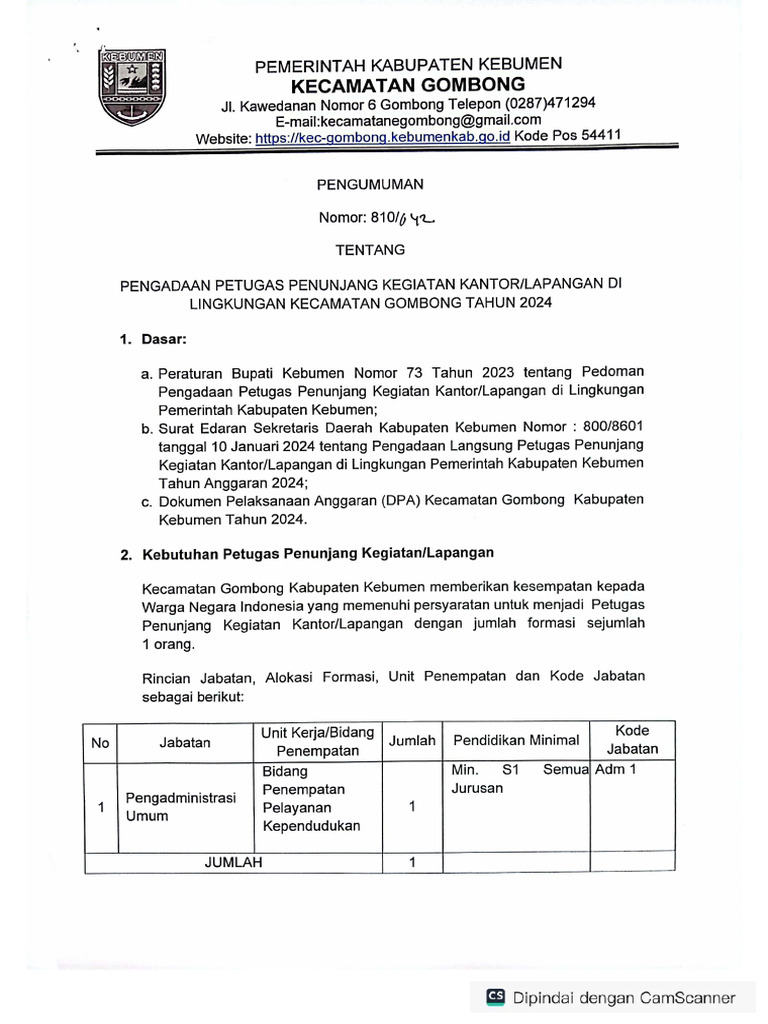 P2K Kec - Gombong 2024 | PDF