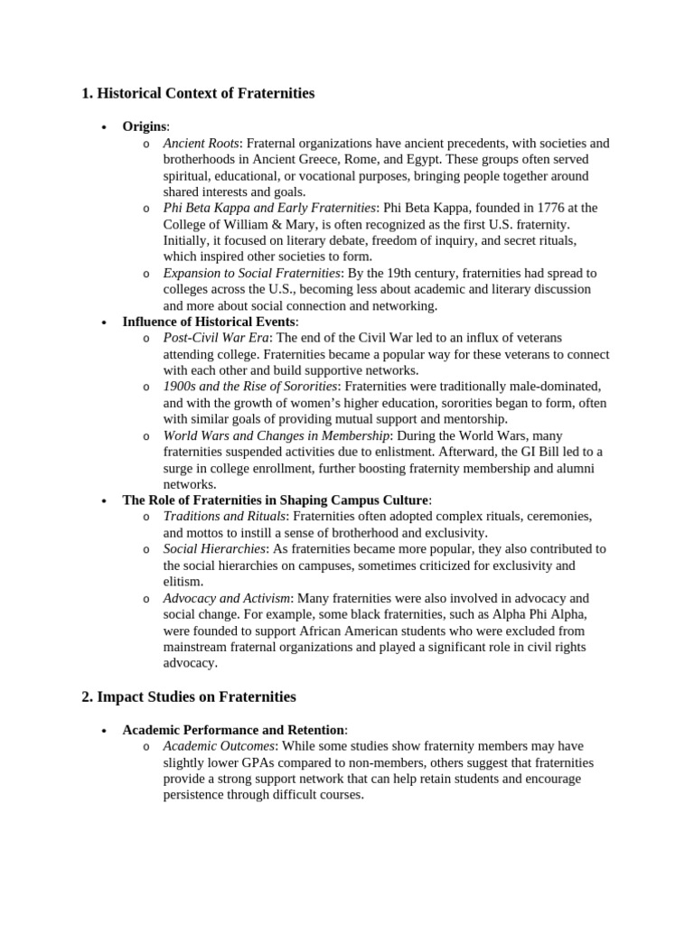Evolution of Fraternities in America | PDF | Fraternities And ...