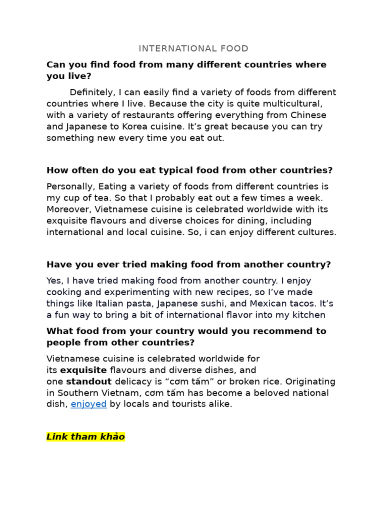 International Food | PDF