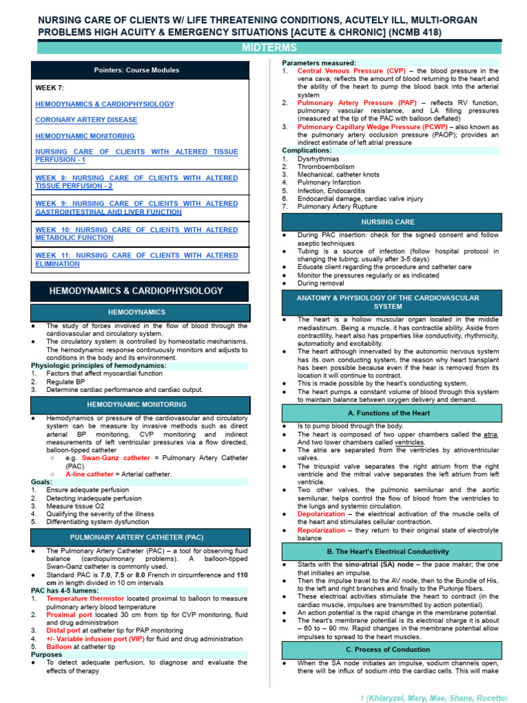 NCMB 418 - Midterm - 4th Year | PDF | Heart | Ventricle (Heart)