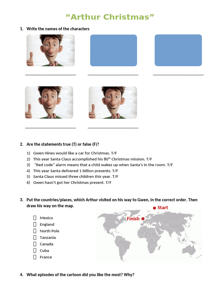 Arthur Christmas Character and Quiz Guide | PDF