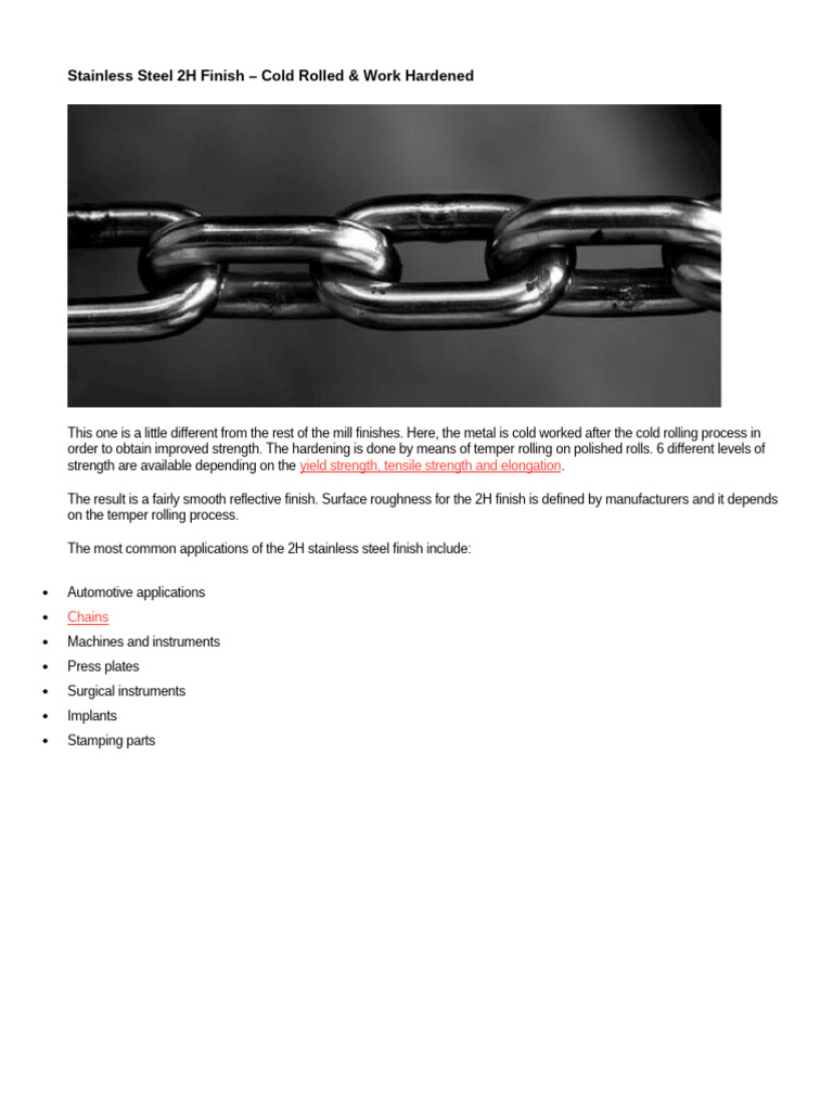 Stainless Steel 2H Finish | PDF | Technology & Engineering