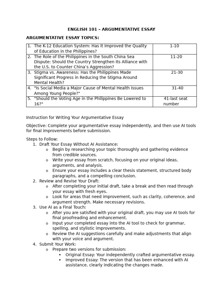 Argumentative Essay Guide for Students | PDF | Essays | Argument