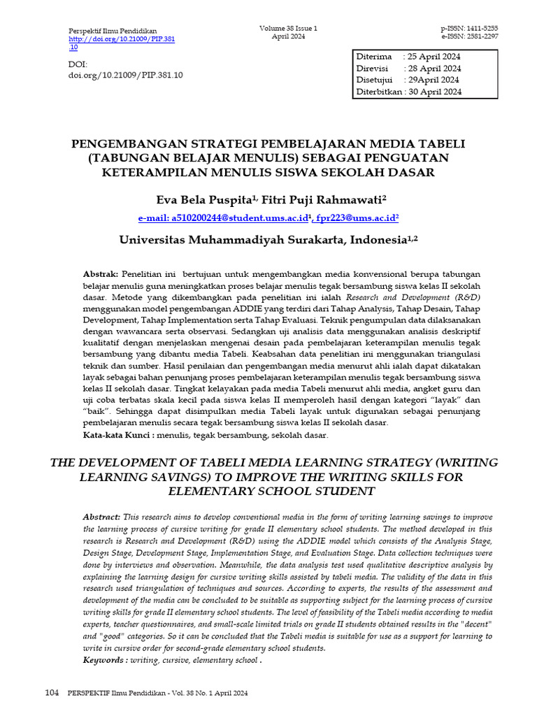 The Development of Tabeli Media Learning Strategy | PDF | Methodology ...