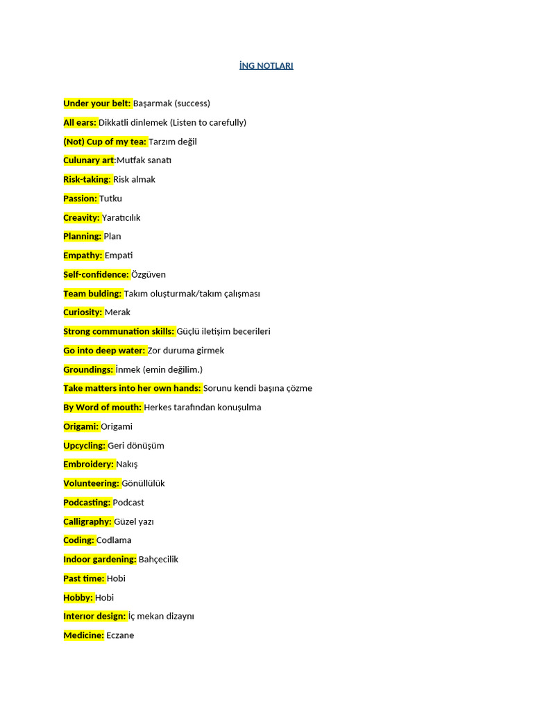 İng Notlari | PDF