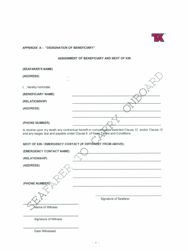 APP A - Next of Kin. | PDF