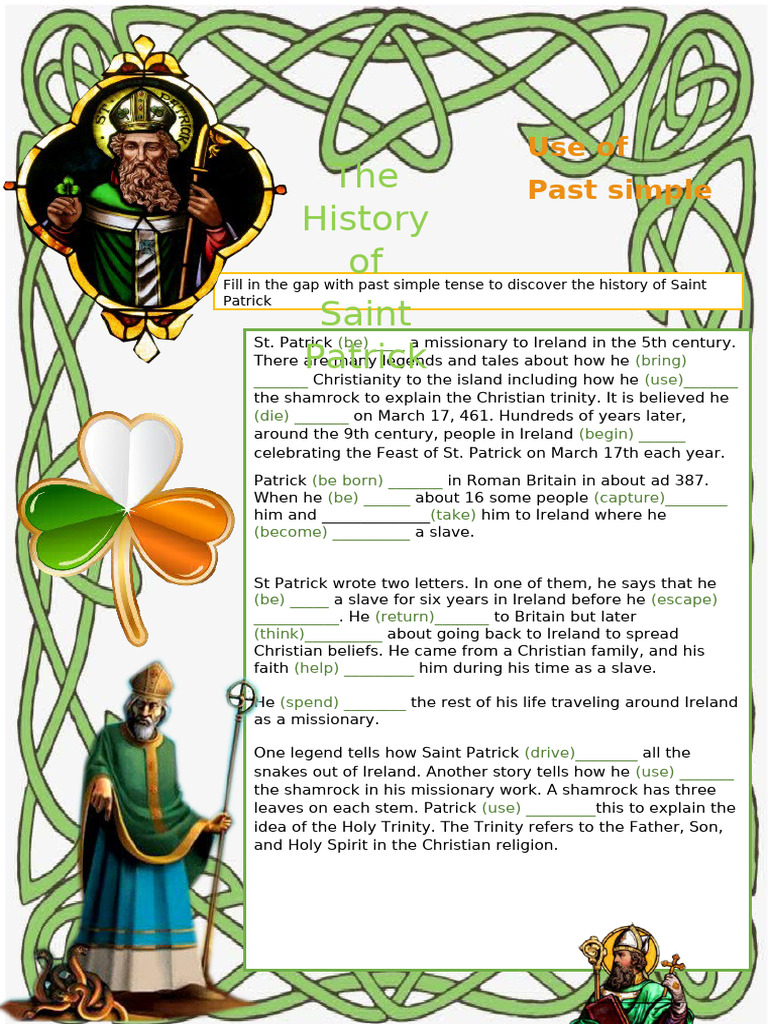 Past Simple With Saint Patricks History - 148769 | PDF | Saint Patrick