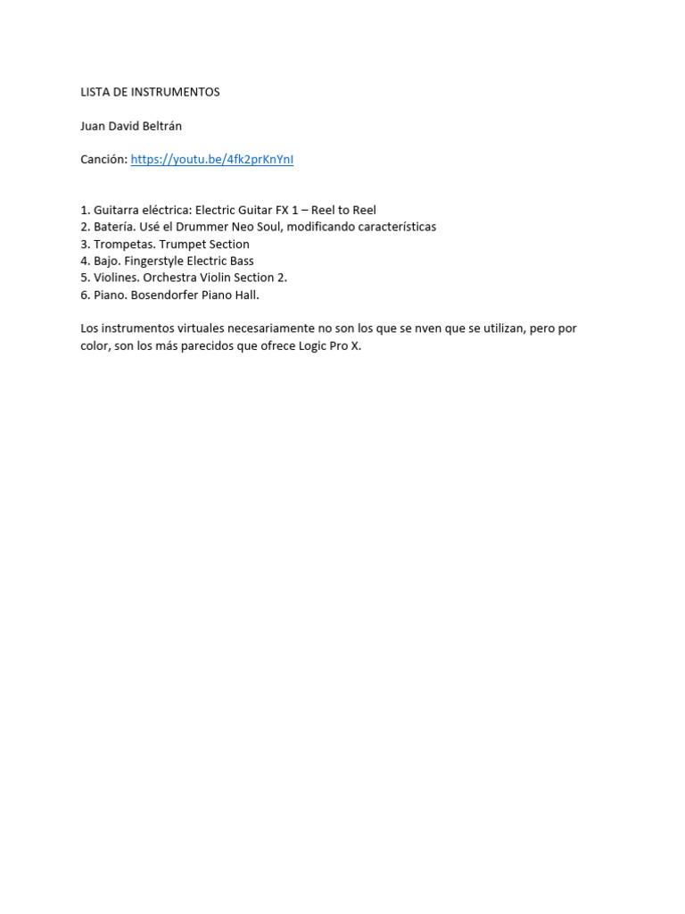 Lista de Instrumentos | PDF