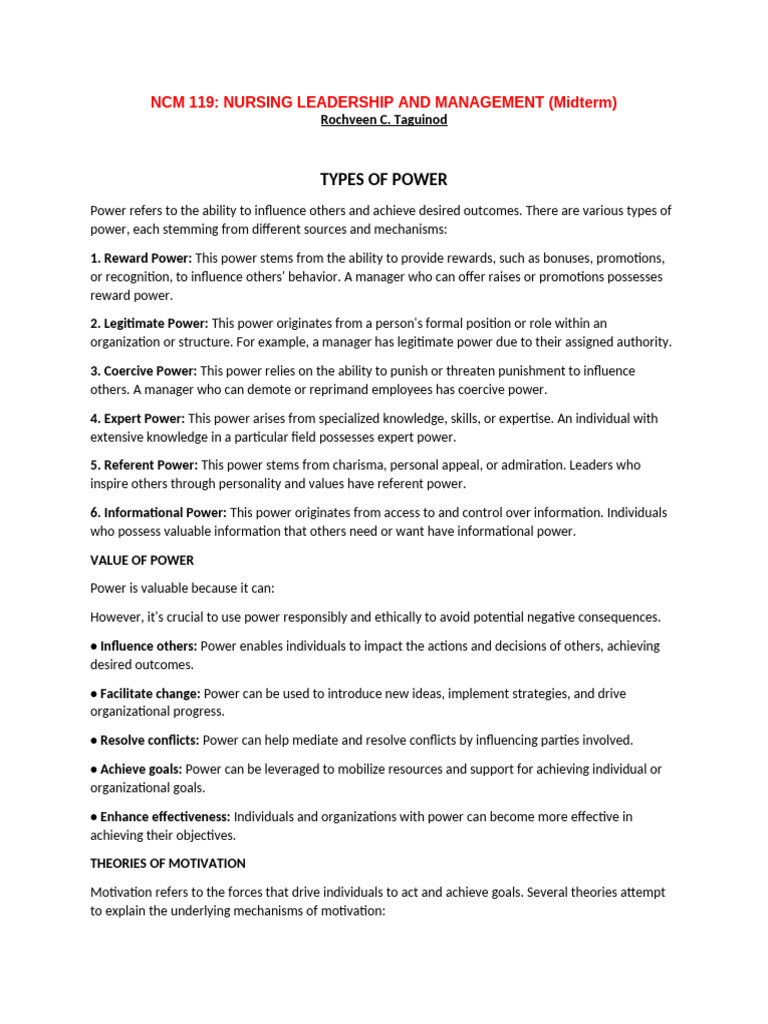 Ncm 119 Midterm Module | PDF | Motivation | Motivational