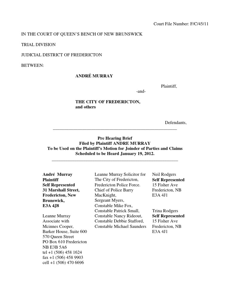 Plaintiffs Brief - Plaintiffs Motion Joinder of Parties and Claims ...