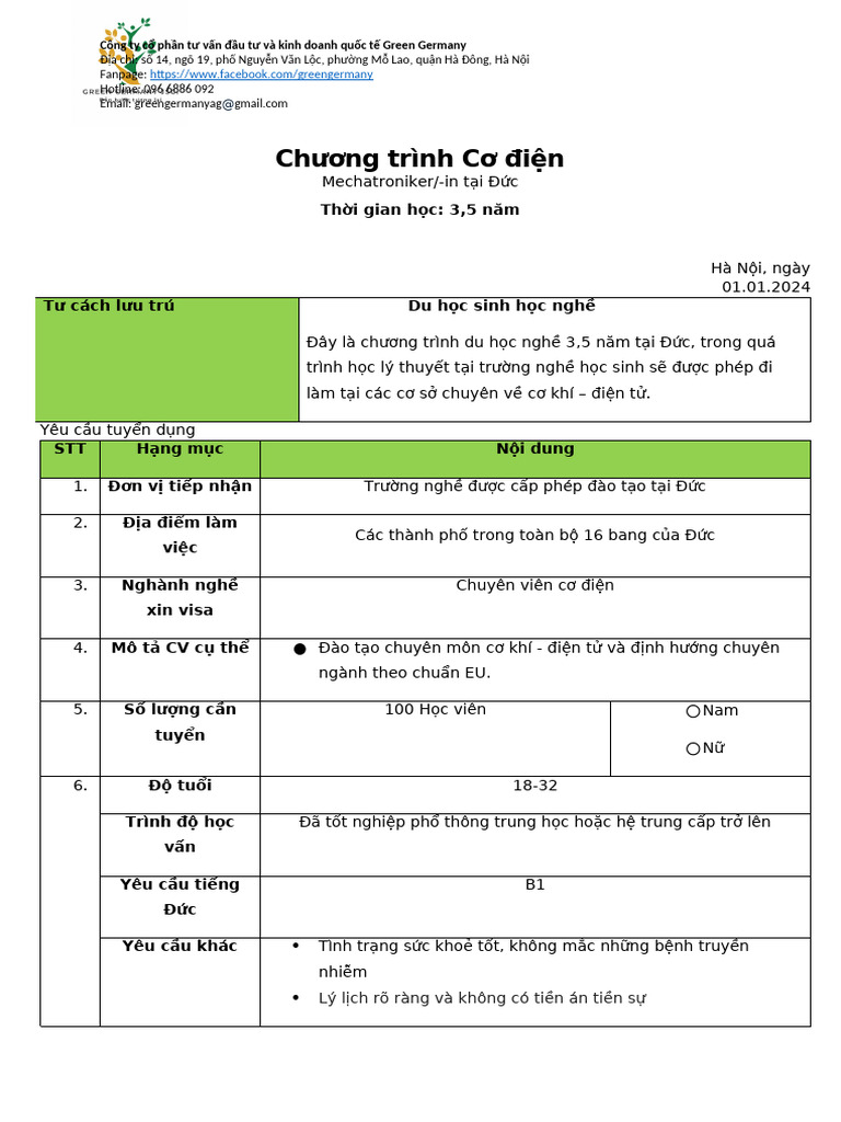 DHN Cơ Điện (Mechatroniker) | PDF