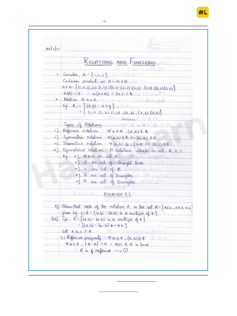 Class 12 Mathematics Notes | PDF | Trigonometric Functions | Elementary ...