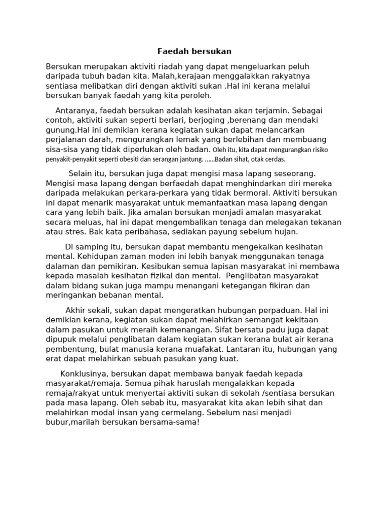 Faedah bersukan | PDF