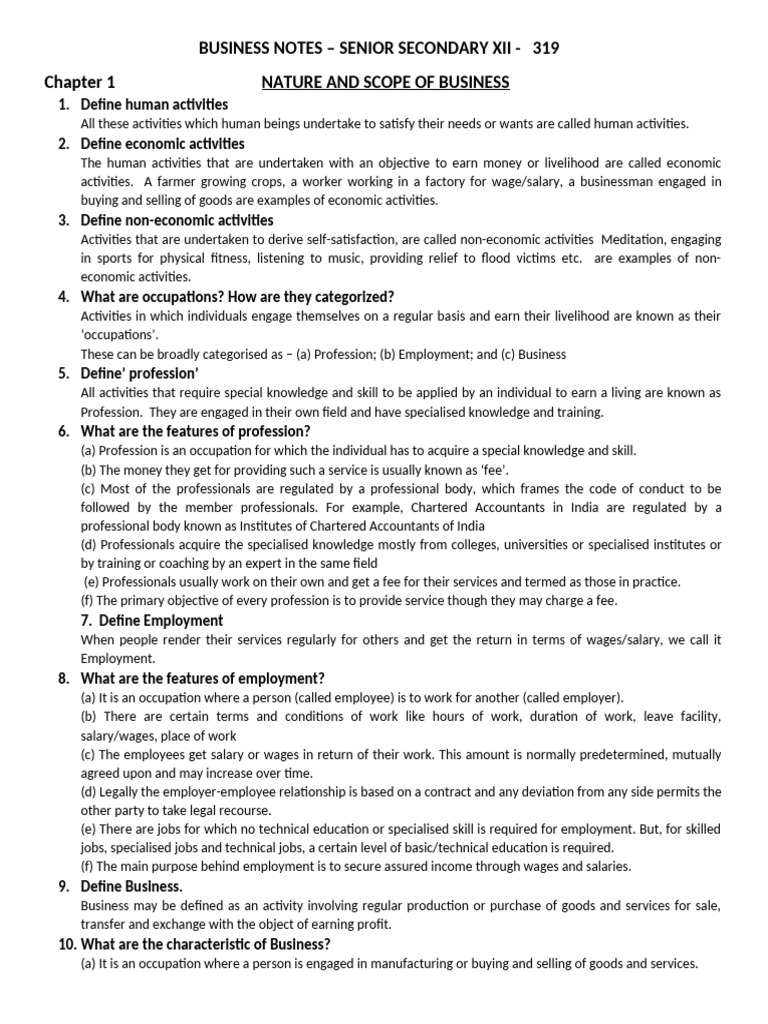 XII Business Notes 1-9 | PDF | Banks | Insurance