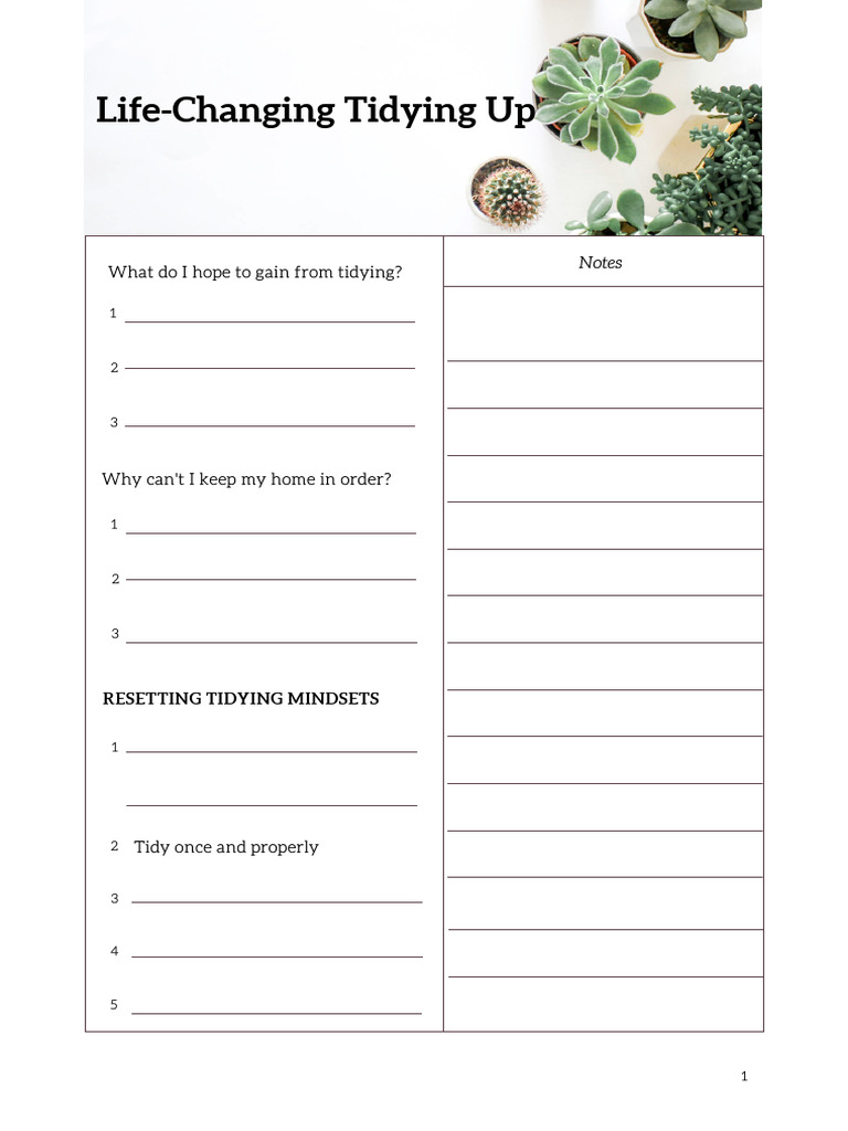 Tidying Up Handouts | PDF | Wellness