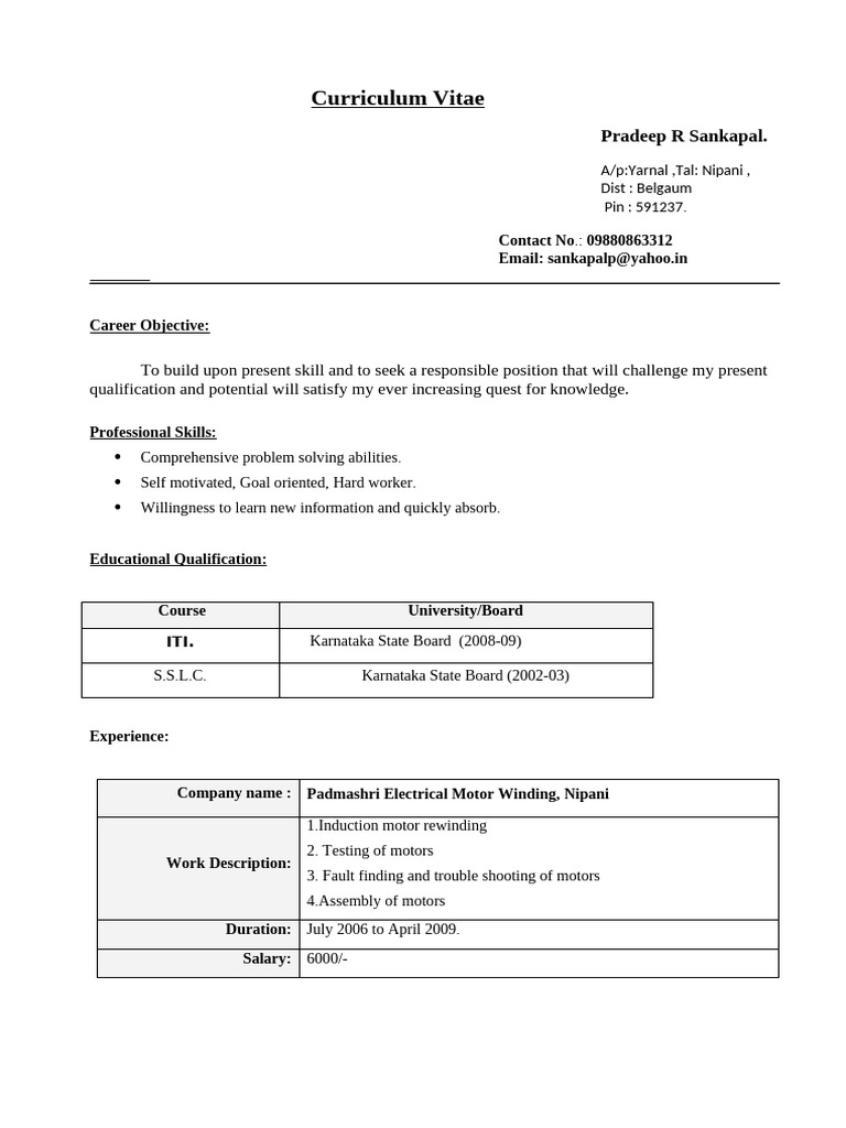 Pradip Sankpal Resume | PDF | Cognition | Behavior Modification