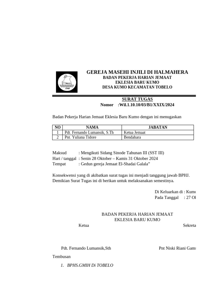 Surat Tugas SST1 | PDF