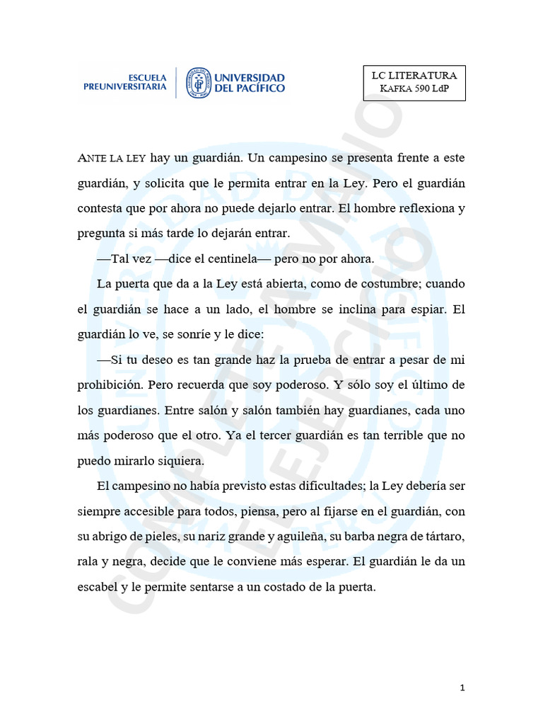 PD 11 Adl 5 Kafka Frente A La Ley LDP Bb2 Este Va | PDF