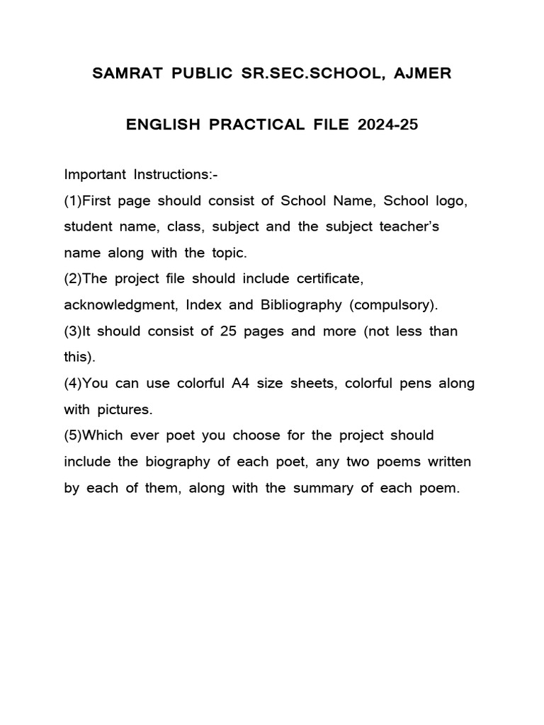 English Project File 2024-25 | PDF | Art