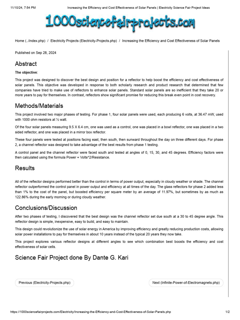Increasing the Efficiency and Cost Effectiveness of Solar Panels ...