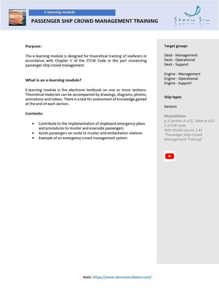 Passenger Ship Crowd Management Training | PDF